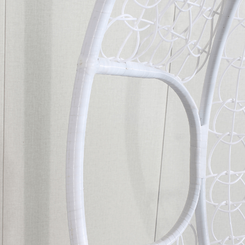 SoloNest White Single Seater Freestanding Hanging Egg Chair With Beige ...